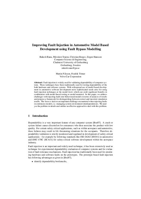 Pdf Improving Fault Injection In Automotive Model Based Development
