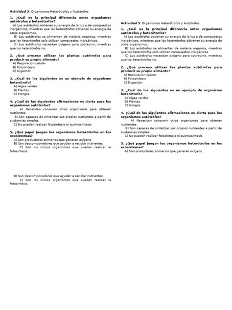 Actividad 5 Autótrofos Y Heterótrofos Pdf