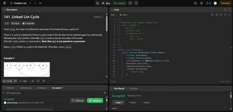 day 77 of leetcode challenge linked list cycle shinie kiruba posted on the topic linkedin