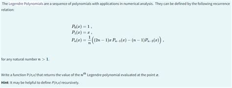 Solved The Legendre Polynomials Are A Sequence Of Chegg