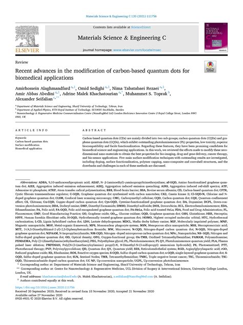 Recent Advances In The Modification Of Carbon Based Quantum Dots For Biomedical Applications