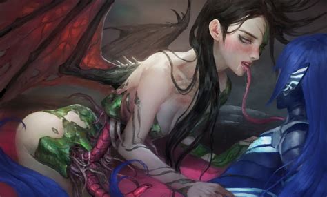 Rule 34 Artist Request Bat Wings Bisected Black Hair Blue Hair