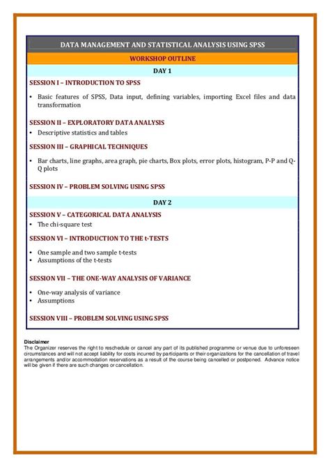 Data Management And Statistical Analysis Using Spss Workshop November
