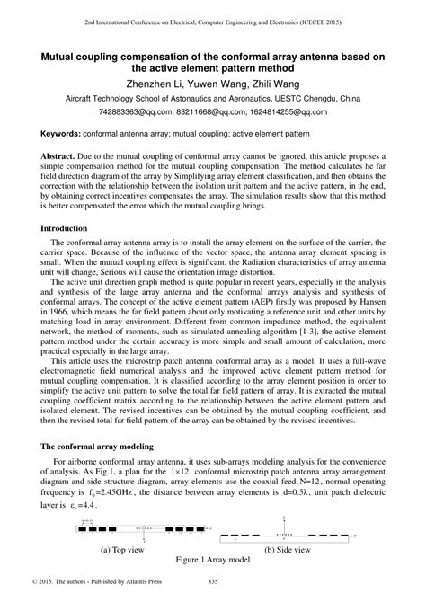 Pdf Mutual Coupling Compensation Of The Conformal Array Antenna Based On The Active Element