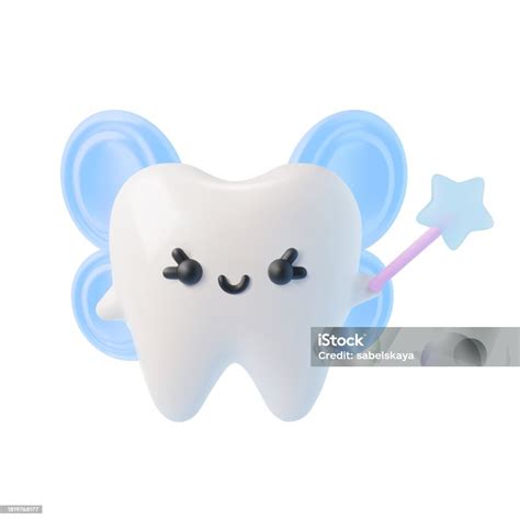 치아 요정 캐릭터 흰색 배경에 고립 된 현실적인 3d 벡터 이빨에 대한 스톡 벡터 아트 및 기타 이미지 이빨 3차원 형태