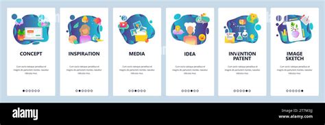 Mobile App Onboarding Screens Creative Idea Imagination And Inspiration Art And Science Menu