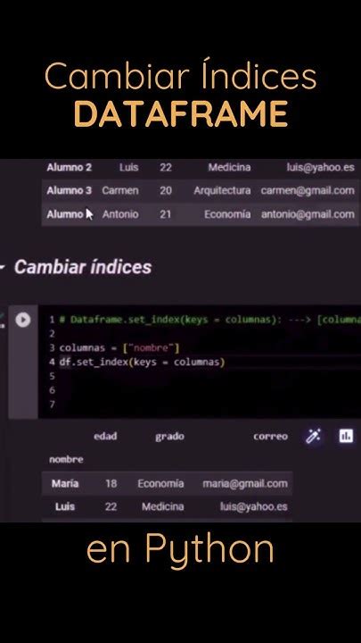 Cambiar Índices De Un Dataframe En Python Aprenderpython Dataframe
