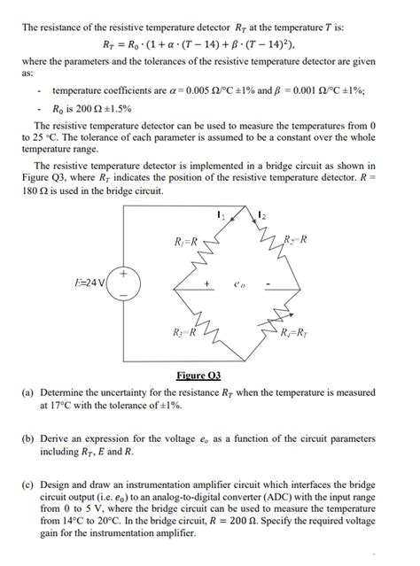 Solved The Resistance Of The Resistive Temperature Detector