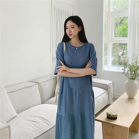 여자 루즈핏 라운드넥 프릴 캉캉 롱 원피스 Ssgcom