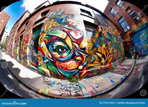Vibrant Street Art Mural With Urban Elements Stock Illustration