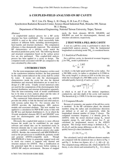 PDF A Coupled Field Analysis On RF Cavity