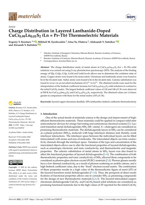 Pdf Charge Distribution In Layered Lanthanide Doped Cucr099ln001s2 Ln Prtb