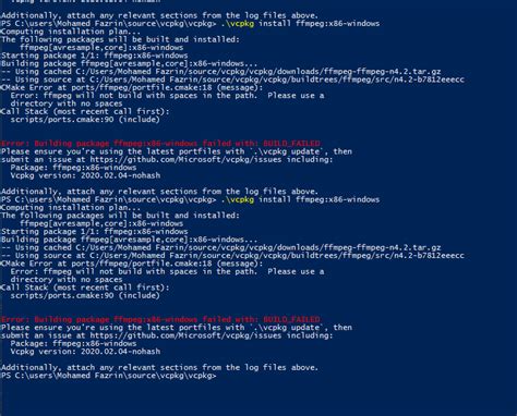 Ffmpeg Build Failure · Issue 9949 · Microsoftvcpkg · Github