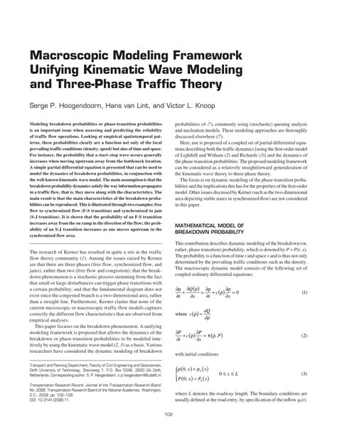 Pdf Macroscopic Modeling Framework Unifying Kinematic Wave Modeling