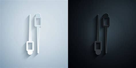 회색과 검은색 배경에 격리된 식품 젓가락 아이콘을 종이 잘라냅니다 아시아 요리를 위한 나무 한국 스틱 동양 기구 종이 아트 스타일 벡터 문화에 대한 스톡 벡터 아트 및 기타