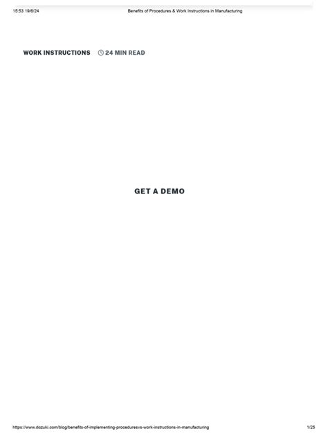 Benefits Of Procedures And Work Instructions In Manufacturing Pdf