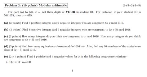 Solved Problem 2 19 Points Modular Arithmetic 33238