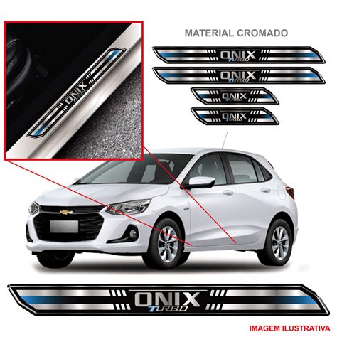 Kit Jogo Soleira Protetor Carro Onix Turbo Resinado Adesivos