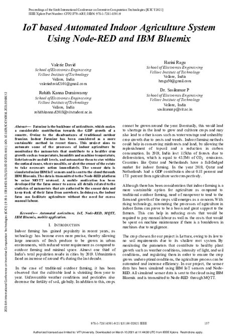 Pdf Iot Based Automated Indoor Agriculture System Using Node Red And