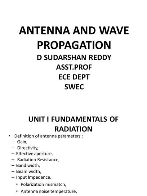 25antenna Wave Propagation D Sudarshan Reddy Pdf Antenna Radio