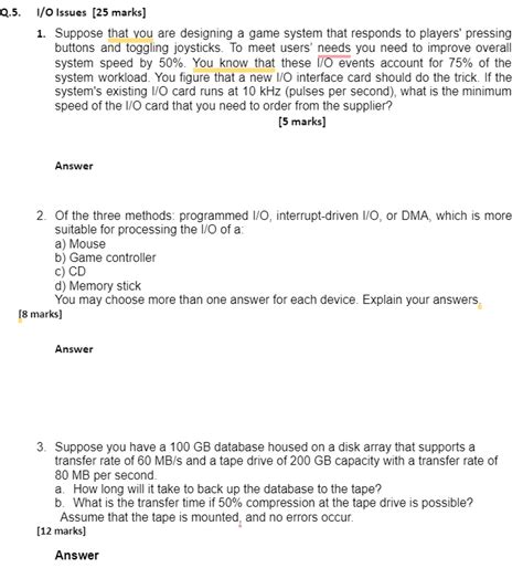 Solved Q5 ﻿io Issues 25 ﻿marks Suppose That You Are