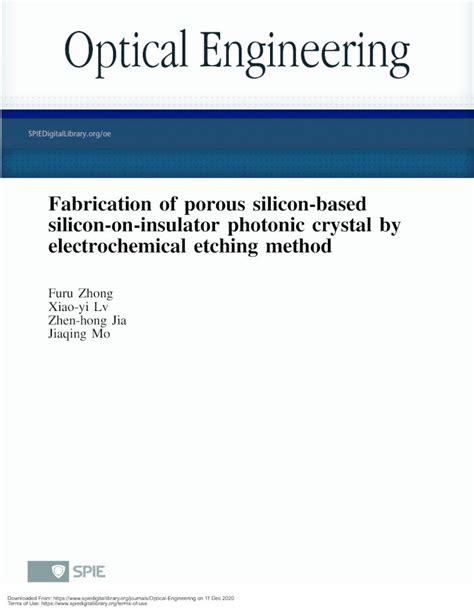 Pdf Fabrication Of Porous Silicon Based Silicon On Insulator
