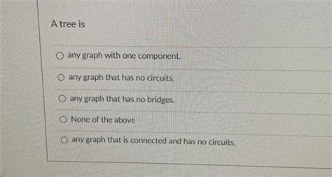 Solved A Tree Is Any Graph With One Component Any Graph