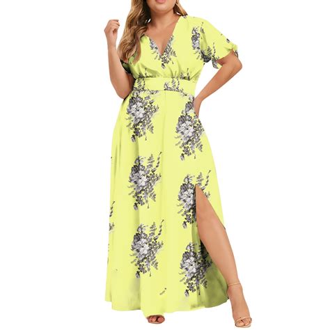 Fafwyp Plus Size Dresses For Curvy Women Summer Boho Floral Flowy Long