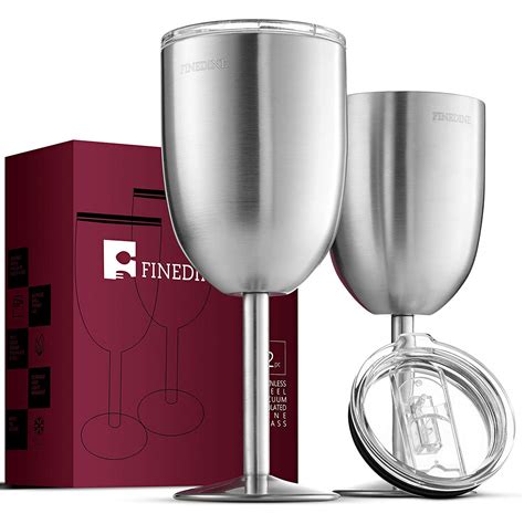 Finedine Premium Grade 188 Stainless Steel Wine Glasses 12 Oz 698545983645 Ebay