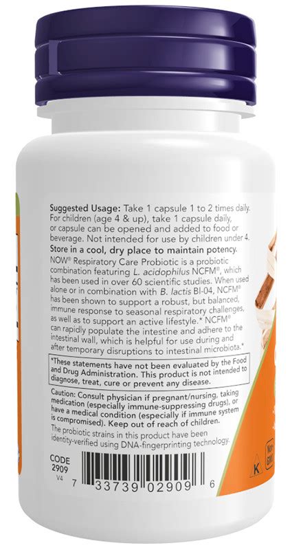 Buy Now Foods Respiratory Care Probiotic Online Faithful To Nature