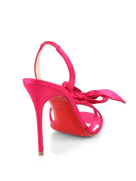 Lyst Christian Louboutin Grusanda Satin Bow Sandals In Pink