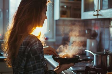 Woman Cooking In The Kitchen Generative AI Premium AI Generated Image