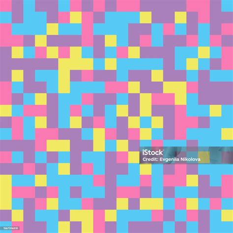무작위로 색칠된 정사각형 요소의 추상적인 배경 디지털 위장 픽셀 원활한 패턴입니다 벡터 그림입니다 모자이크 벽지 배경 스톡 그림