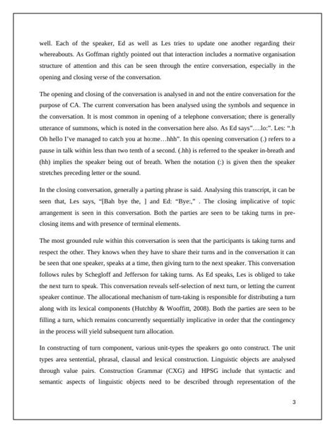 Conversation Analysis Of Spoken Discourse Analyzing Interaction Between The Opening And Closing