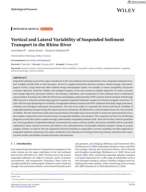 Pdf Vertical And Lateral Variability Of Suspended Sediment Transport