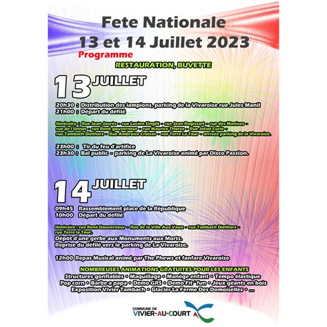 Programme Du 13 Et 14 Juillet 2023 Vivier Au Court