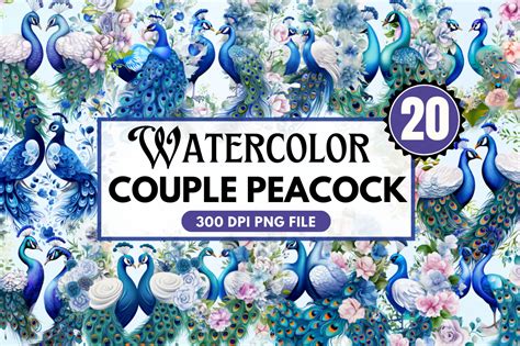 Couple Peacock Heart Sublimation Clipar Graphic By Regulrcrative · Creative Fabrica