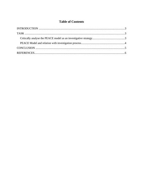 Critical Analysis Of The Peace Model For Investigations