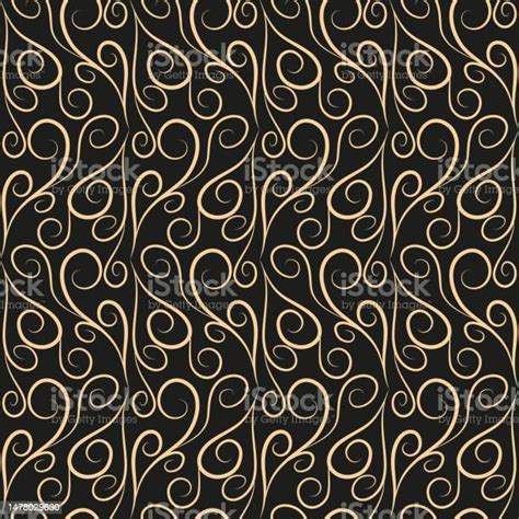 원활한 패턴 황금 선형 패턴 어두운 배경에 모노그램 배너 전단지 인쇄 포스터 벽지 패브릭 디자인 추상 기하학 0명에 대한 스톡 벡터 아트 및 기타 이미지 Istock