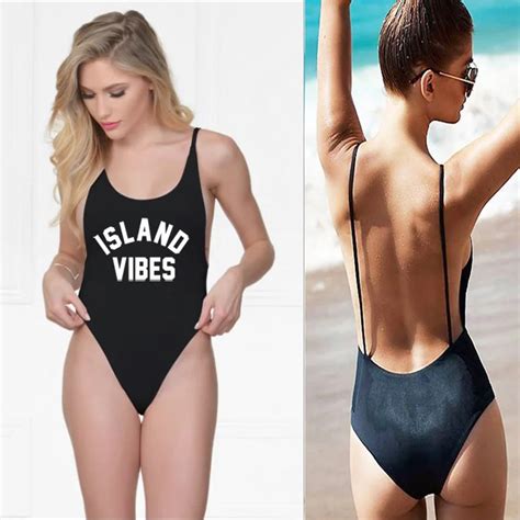 Island Vibes Sexy Swimsuit New Letter One Piece Swimwear Women Backless