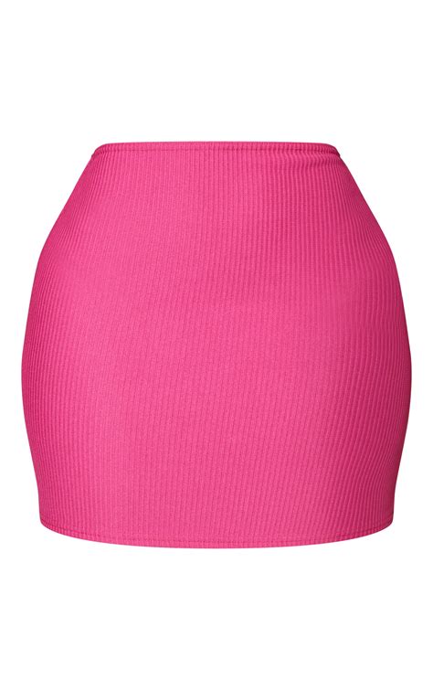 Shape Pink Low Rise Ribbed Mini Skirt Shape Prettylittlething Ire