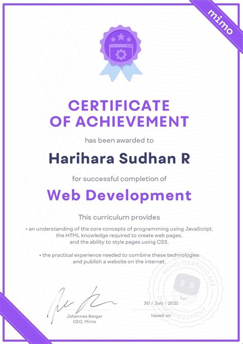 Harihara Sudhan R On Linkedin Webdevelopment Python Javascript Mimo Mimocertificate