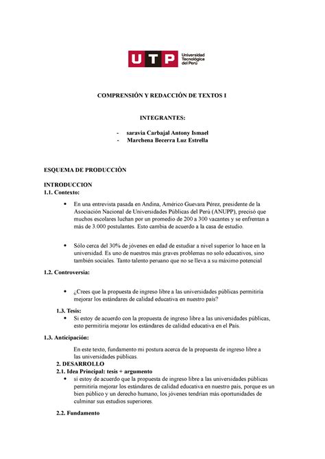 Semana 06 Tema 01 Tarea Presentación del esquema de producción