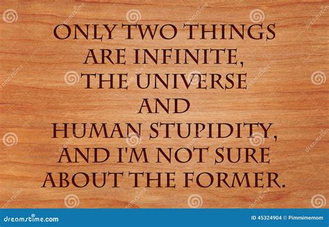 Only Two Things Are Infinite The Universe And Human Stupidity Stock