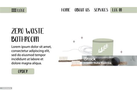 제로 폐기물 욕실 재사용 가능한 제품 친환경 라이프스타일 재사용 가능한 항목입니다 환경을 관리합니다 벡터 플랫 만화 일러스트레이션 방문 페이지 배너 디자인 웹에 적합 0명에