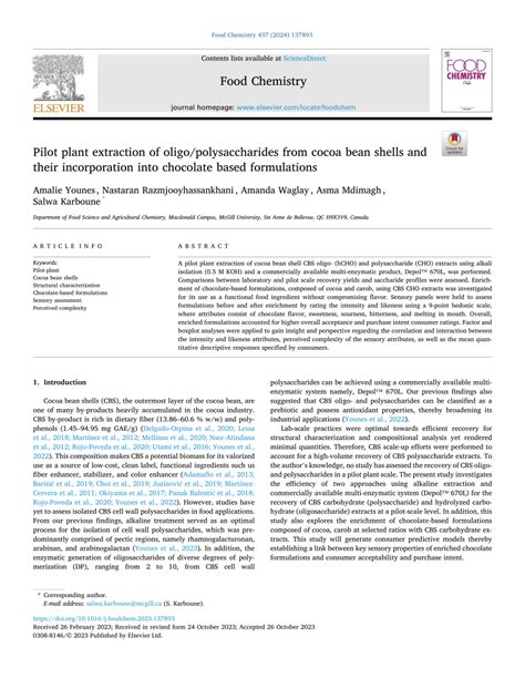 Pdf Pilot Plant Extraction Of Oligopolysaccharides From Cocoa Bean Shells And Their Pdf Pilot Plant Extraction Of Oligopolysaccharides From Cocoa Bean Shells And Their