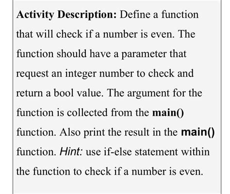 Solved Activity Description Define A Function That Will