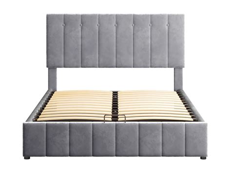 Opbergbed Met Verstelbaar Hoofdeinde X Cm Fluweel Lattenbodem Scandinavische