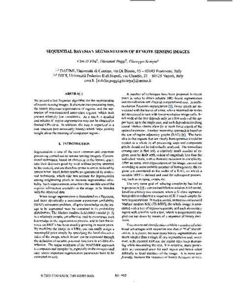 Pdf Sequential Bayesian Segmentation Of Remote Sensing Images