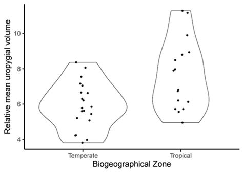 Figure A Jittered Points Plot Showing The Mean Relative Volume Of